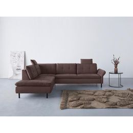 Quelle Home affaire Ecksofa &raquo;Birkholm L-Form&laquo; Armlehnverstellung, auch in Easy Clean Bezug - mit Wasser zu reinigen braun 100% Polyester B/H/T: 270cm x 83cm 
