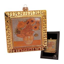 Weihnachtsbaumkugel &raquo;Baumschmuck Sonnenblumen Kunstwerk gold 15cm&laquo; Dekoriert mit Liebe zum Detail Glas 12cm