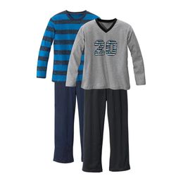 AUTHENTIC LE JOGGER Pyjama in t&uuml;rkis-gestreift, grau-meliert | Gr.: 98/104
