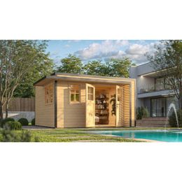 Weka Gartenhaus &raquo;Amberley&laquo; verschiedene Farben beige Massivholz Fu&szlig;boden im Gartenhaus, ohne Dacheindeckung