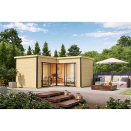 Nordic Holz Gartenhaus &raquo;DOMEO 6&laquo; in verschiedenen Farben beige Holzwerkstoff Fu&szlig;boden im Gartenhaus, ohne Dacheindeckung