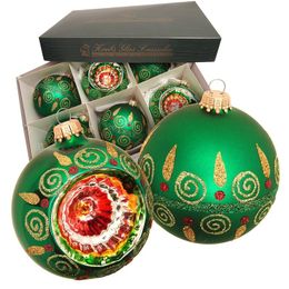 Weihnachtsbaumkugel &raquo;Weihnachtskugel Reflex- und Kugelset Eva gr&uuml;n 8cm&laquo; Dekoriert mit Liebe zum Detail gr&uuml;n Glas 8cm
