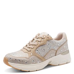Marco Tozzi Damen Plateausneaker, Gr. 37, grau, Lederimitat, Textil, kontrastfarbene Details, Schuhe, Freizeitschuh, Halbschuh, Schn&uuml;rschuh mit