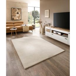 Theko Wollteppich &raquo;Fjell Uni, handgekn&uuml;pft&laquo; rechteckig 19 mm H&ouml;he reine Schurwolle, Unifarben, meliert, Wohnzimmer Schurwolle B : 90cm 1 Stk., 19mm, L