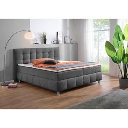 Home Affaire Boxbett &raquo;Marvao inkl. Bettkasten und Topper&laquo; Boxbett mit Bettkasten, inkl. Topper grau Microfaser, Liegefl&auml;che B/L: 160cm x 200cm, 