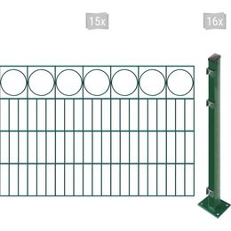 Arvotec Doppelstabmattenzaun &raquo;EASY 80 zum Aufschrauben "Ring" mit Zierleiste&laquo; Zaunh&ouml;he 80 cm, Zaunl&auml;nge 2 - 60 m gr&uuml;n Kunststoff, Stahl H/L: 80cm x 30m, 