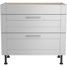Optifit Kochfeldumbauschrank &raquo;Ahus&laquo; Breite 90 cm grau hellgrau, B/H/T: 90cm x 87cm x 58,4cm, Schubladen: 2 Stk.