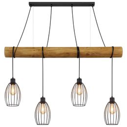 NOWA H&auml;ngeleuchte &raquo;BERTI&laquo; E27 1 Stk. H&auml;ngeleuchte mit Holzbalken, rustikal-modern & individuell braun 4, &Oslash; 16cm H: 150cm, 1 Stk.