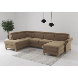 OTTO home Wohnlandschaft &raquo;Glendale, U-Form&laquo; inkl. Kopfteilverstellung, wahlweise mit Vorziehsitz und Bettkasten braun 100% Polyester B/H/T: 321cm x 