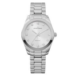 Jacques Lemans Damen Quarzuhr &raquo;Derby Diamond&laquo; Armbanduhr, Damenuhr, Edelstahlarmband, Lab Grown silber Einheitsgr&ouml;&szlig;e