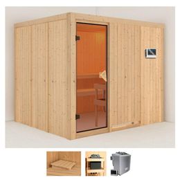 Karibu Sauna &raquo;Gitte&laquo; Set, Ofen 9 kW Bio externe Strg easy beige Bio-Kombiofen, externe Steuerung, 9 kW