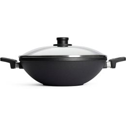 Woll Wok &raquo;MADE IN GERMANY - Nowo&laquo; Aluminiumguss 1 Stk. tlg. von Hand gegossen, &Oslash; 32 cm, Induktion schwarz &Oslash; 32cm + H&ouml;he 15cm