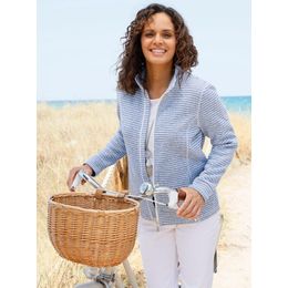 Casual Looks Damen Fleecejacke, blau, Gr. 36, meliert, 100% Polyester, Besatz:8% Elasthan, 92% Polyester, Jacken