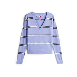 Tommy Jeans Pullover 'ESSENTIAL' Damen Gr&ouml;&szlig;e XXS violettblau / schwarz / wei&szlig;