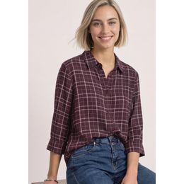 Street One Damen Druckbluse, braun, Gr. 36, kariert, Web, Obermaterial: 100% Viskose, Blusen, 3/4-Arm Hemdbluse / kariert