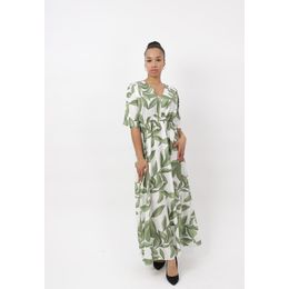 Elara Kleid Damen Gr&ouml;&szlig;e 40 khaki / wei&szlig; Sommerkleid