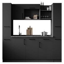 respekta K&uuml;che &raquo;Oliver&laquo; zerlegt, wahlweise mit Mikrowelle, mit Soft Close, Breite 205 cm schwarz B/H/T: 205cm x 205cm x 60cm, ohne Mikrowelle