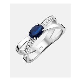 Diamant L'&eacute;ternel Ring aus 375 Wei&szlig;gold mit Saphir | Gr.: 58