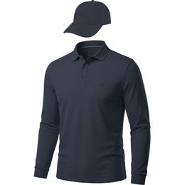 Normani Herren Langarm Poloshirt mit passender Baseballkappe in Navy | Gr.: M