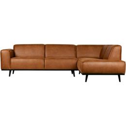 Woood Ecksofa &raquo;Statement, Sofa auf Birke-Gestell, mit Bonell- und Wellenfederung&laquo; frei im Raum stellbar, H 77 x B 274 x T 210 cm braun 35% Leder / 65%
