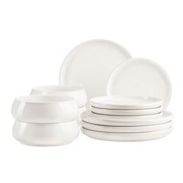 M&auml;ser M&Auml;SER Tafelservice &raquo;Taya&laquo; Teller Set wei&szlig; Porzellan 12 tlg.