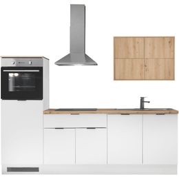 KOCHSTATION K&uuml;chenzeile &raquo;KS-Georgia, mit 38mm starker Arbeitsplatte&laquo; Breite 250 cm, wahlweise mit E-Ger&auml;ten und K&uuml;hlschrank wei&szlig; B/H/T: 250cm x 220cm 
