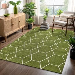 Sanat Teppich &raquo;Trellis, auch als L&auml;ufer und Rund&laquo; rechteckig 10 mm H&ouml;he Kurzflor, skandi, boho, gro&szlig;e Farbauswahl, alle R&auml;ume Kunstfaser B : 120cm 1 Stk., 