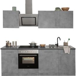 Wiho-K&uuml;chen wiho K&uuml;chen K&uuml;chenzeile &raquo;Cali - K&uuml;che mit E-Ger&auml;ten - Komplett Set&laquo; Breite 220cm, K&uuml;che mit Hanseatic E-Ger&auml;ten grau B/H/T: 220cm x 60cm