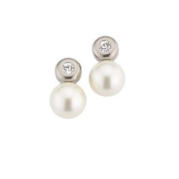 Firetti Damen Paar Ohrstecker &raquo;Schmuck Geschenk Titan Ohrschmuck Ohrringe Perle&laquo; mit Zirkonia (synth.) - mit Perle (imitiert) transparent Perlen Titan