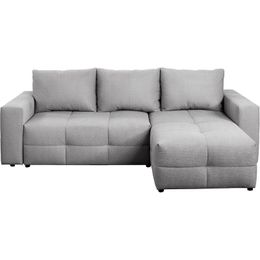 exxpo - sofa fashion Ecksofa Praktische Funktionsecke mit Federkern, Bettfunktion und Stauraum grau B/H/T: 261cm x 95cm x 158cm, Flachgewebe, 
