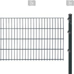 Arvotec Doppelstabmattenzaun &raquo;ESSENTIAL 83 zum Einbetonieren&laquo; Zaunh&ouml;he 83 cm, Zaunl&auml;nge 2 - 60 m grau Kunststoff, Stahl H/L: 83cm x 4m, Pfosten: 3 Stk.