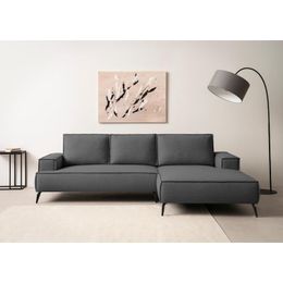 OTTO home Ecksofa &raquo;TVINNU Leinenoptik, L-Form, Breite 275 cm&laquo; wahlweise Recamiere rechts/links, schwarze F&uuml;&szlig;e, bequemer Sitzkomfort grau B/H/T: 275cm 