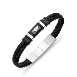 Police Herren Armband &raquo;Wavebreaker&laquo; schwarz 22cm, Edelstahl Kautschuk Leder