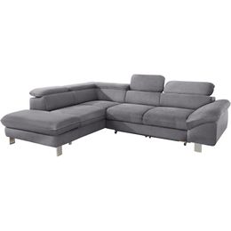 COTTA Ecksofa &raquo;Driver L-Form&laquo; mit Kopfteilverstellung, wahlweise mit Schlaffunktion & Bettkasten grau Struktur (100% Polyester);Chenille (90% 