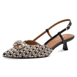 Tamaris Damen Slingpumps , Trichterabsatz, Businesschuh, Festtagsschuh, gl&auml;nzende Schmucksteine bunt 36