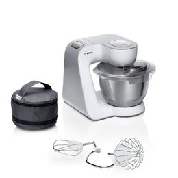 Bosch K&uuml;chenmaschine &raquo;MUM58200 Serie 4&laquo; Zubeh&ouml;rtasche, Edelstahlsch&uuml;ssel sp&uuml;lmaschinenfest, 3D R&uuml;hrsystem wei&szlig; Einheitsgr&ouml;&szlig;e K&uuml;chenmaschine