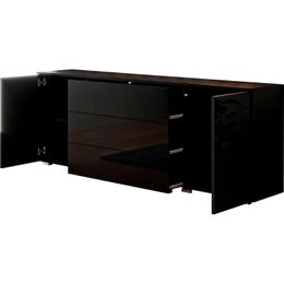 OTTO home Sideboard &raquo;PARIS&laquo; 1 Stk. tlg. Moderne 150cm breite grifflose Kommode, vielseitig einsetzbar schwarz B/H/T: 150cm x 68cm x 39cm, 3 Stk., 2 