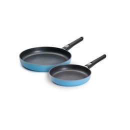 WOLL Pfannen-Set &raquo;MADE IN GERMANY - Ecolour, 1,5 l + 1,95 l&laquo; Aluminiumguss Set, 2 tlg. abnehmbarer Stiel blau &Oslash; 28cm + H&ouml;he 5cm