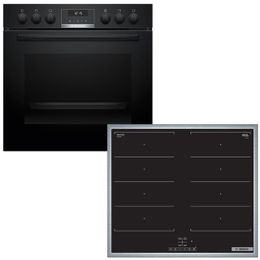 Bosch Flex-Induktions-Herd-Set &raquo;HEG517BB4&laquo; Flex-Induktion f&uuml;r gro&szlig;e T&ouml;pfe & 3D-Hei&szlig;luft f&uuml;r Backen auf 3 Ebenen schwarz Art W&auml;rmequelle pro Gaarraum: 