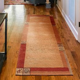 LUXOR living Wollteppich &raquo;India, handgekn&uuml;pft&laquo; rechteckig 20 mm H&ouml;he reine Wolle, mit Bord&uuml;re, auch als L&auml;ufer, Wohnzimmer orange Wolle B : 80cm 1 Stk