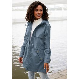 Damen Outdoorjacke, blau, Gr. S, French Connection, unifarben, Web, Obermaterial: 68% Baumwolle, 32% Polyamid. Futter: 85% Polyester, 15% Baumwolle.