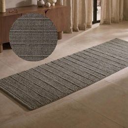 Ted Baker Wollteppich &raquo;Parker, auch als L&auml;ufer&laquo; rechteckig 7 mm H&ouml;he Wolle, Natur, handgewebt, Wohnzimmer, Schlafzimmer, Boho, Skandi grau Wolle B : 80cm 1 Stk.