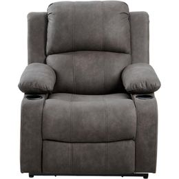 OTTO home Relaxsessel &raquo;Cicero&laquo; mit Relaxfunktion, Federkern und Getr&auml;nkehalter grau 100% PES Microfaser, B/H/T: 88cm x 99cm x 99cm