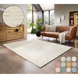 OTTO home Wollteppich &raquo;Pirker, handgewebt&laquo; rechteckig 12 mm H&ouml;he Handwebteppich, meliert, reine Wolle, Wendeteppich, Scandi, Wohnzimmer bunt 