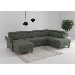 OTTO home Wohnlandschaft &raquo;Glendale, U-Form&laquo; inkl. Kopfteilverstellung, wahlweise mit Vorziehsitz und Bettkasten gr&uuml;n 90% Polyester, 10% Polyamid B/H/T
