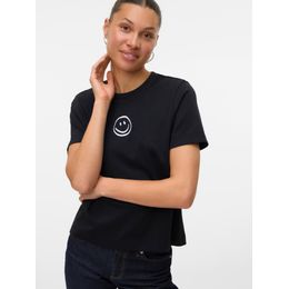 V&eacute;ro Moda VERO MODA Damen Kurzarmshirt "VMSARA METTE SS TOP BOX JRS GA NOOS", wei&szlig;, Gr. L, bedruckt, Jersey, Obermaterial: 100% Baumwolle, Shirts, Baumwolle,