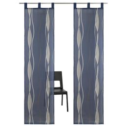 OTTO home Schiebegardine &raquo;Dimona&laquo; Schlaufen 2 Stk. tlg. 2er-Set, Fertiggardine, inkl. Beschwerungsstange, Wellen blau Voile, Polyester 175cm, 