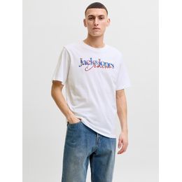 Jack & Jones JACK & JONES Herren Rundhalsshirt "JJTOM TEE SS CREW NECK SN", wei&szlig;, Gr. XS, bedruckt, Jersey, Obermaterial: 100% Baumwolle, Shirts, Baumwolle,