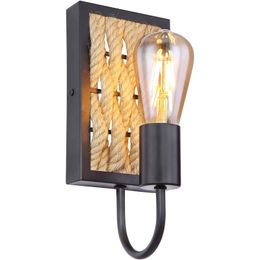 Globo LIGHTING Wandleuchte &raquo;HALIA&laquo; E27 1 Stk. Wandleuchte f&uuml;r Flur & Wohnzimmer schwarz braun 1, H: 28cm, 1 Stk.