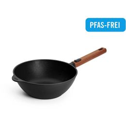 Woll Wok &raquo;MADE IN GERMANY - Eco Logic QXR Guss-Wok- und R&uuml;hrpfanne&laquo; Aluminiumguss 1 Stk. tlg. Diamond-QXR - Beschichtung schwarz &Oslash; 24cm + H&ouml;he 9cm